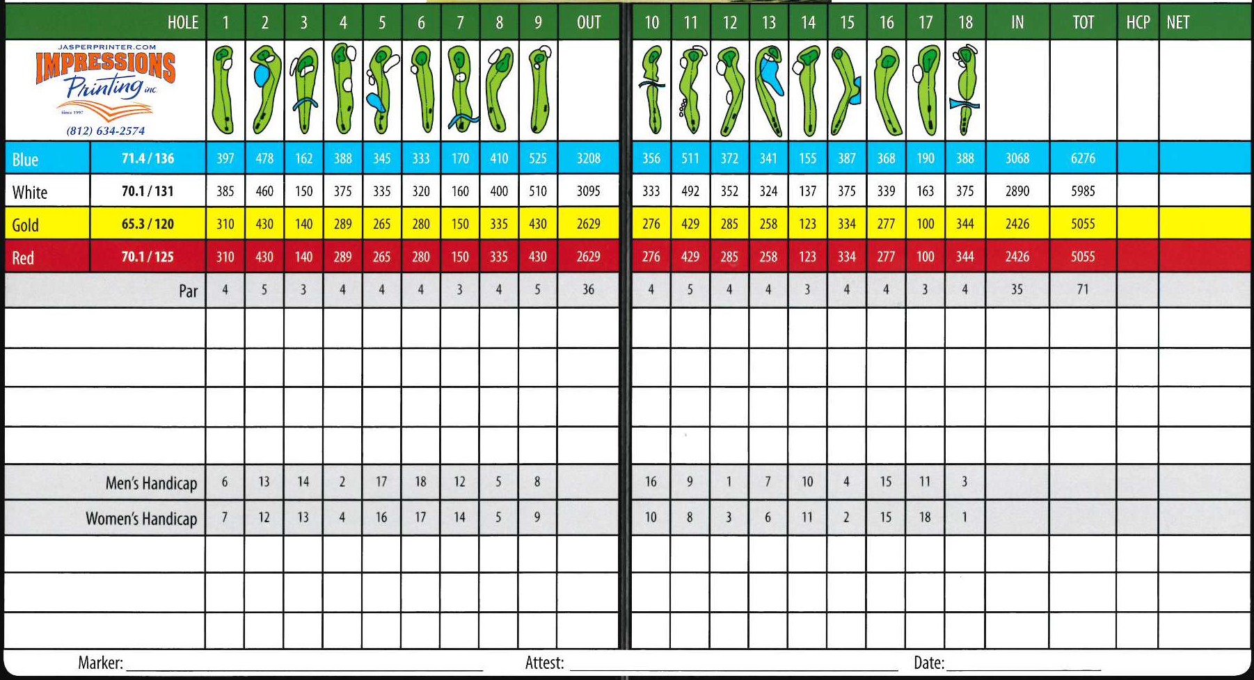 Scorecard - Buffalo Trace Golf Course
