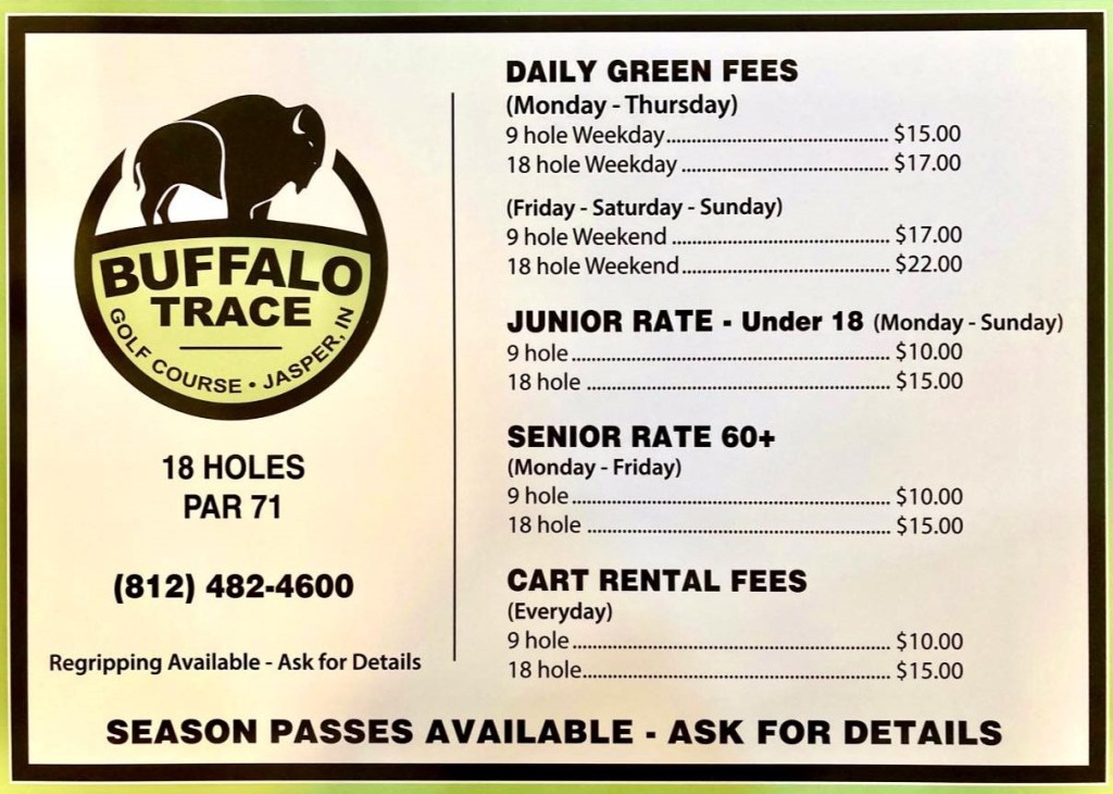 Rates - Buffalo Trace Golf Course